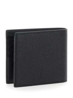 Givenchy Bi-fold Wallet With Logo Lettering On The Front In Black Pebbled Leather For - Multicolor