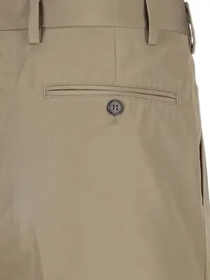 Prada Pleated Cotton Trousers With Charm