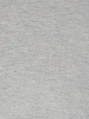 Saint Laurent Crew Neck T-shirt With Cassandre Embroidery In Grey Cotton For - Gray
