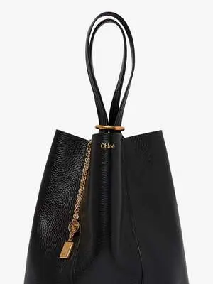 Chloé Spin Leather Shoulder Bag - Black