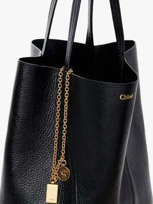 Chloé Spin Leather Shoulder Bag - Black