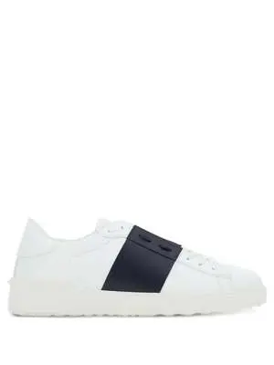 Valentino Garavani Open Leather Sneakers With Contrast Band And Stud Details - White