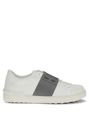 Valentino Garavani Open Leather Sneakers With Contrast Band And Stud Details - White
