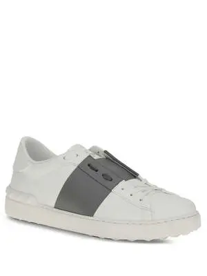 Valentino Garavani Open Leather Sneakers With Contrast Band And Stud Details - White
