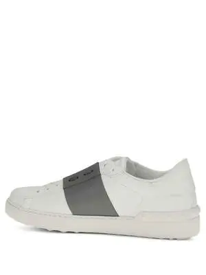 Valentino Garavani Open Leather Sneakers With Contrast Band And Stud Details - White