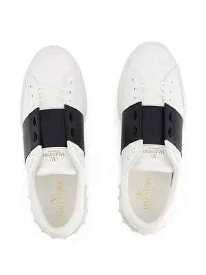 Valentino Garavani Open Leather Sneakers With Contrast Band And Stud Details - White