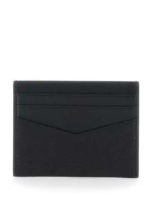 Givenchy Black Card Holder With V Detail And Lettering Logo On Front In Leather For - Multicolor