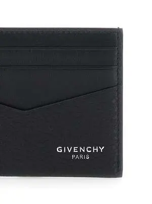 Givenchy Black Card Holder With V Detail And Lettering Logo On Front In Leather For - Multicolor