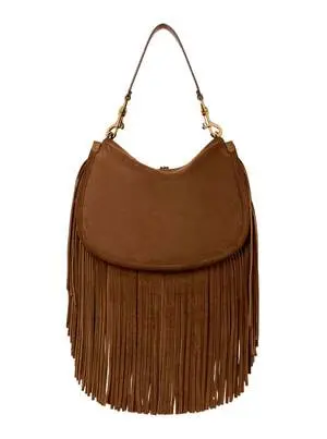 Etro Suede Shoulder Bag With Leather Details - Brown