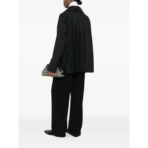 Sportmax Cotton Blend Oversized Jacket With Pleated Hem - Black
