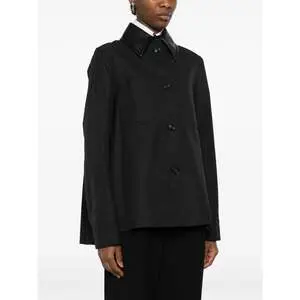 Sportmax Cotton Blend Oversized Jacket With Pleated Hem - Black