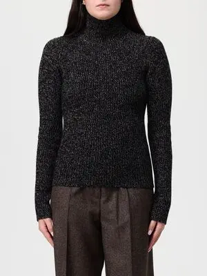 Max Mara Ribbed High Neck Long Sleeve Sweater - Black