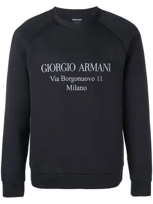 Giorgio Armani Cotton Double Jersey Sweatshirt - Blue