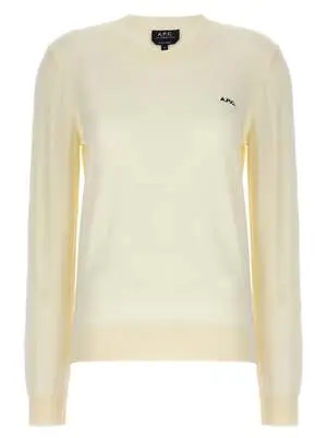 A.p.c. A.P.C. Victoria Crew Neck Sweater With Contrast Logo Embroidery Cream