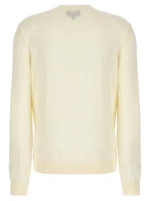 A.p.c. Victoria Crew Neck Sweater With Contrast Logo Embroidery - Cream