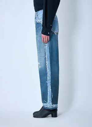Acne Studios High-rise Wide-leg Distressed Denim Trousers
