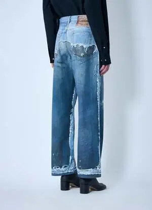 Acne Studios High-rise Wide-leg Distressed Denim Trousers