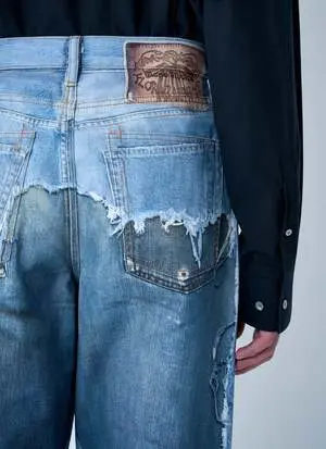 Acne Studios High-rise Wide-leg Distressed Denim Trousers