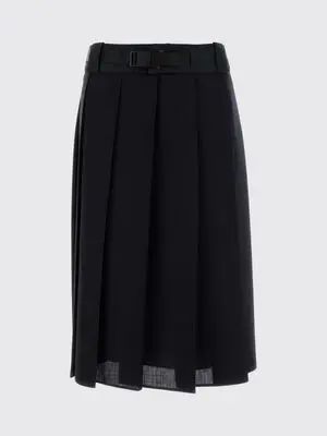 Prada Belted Wool Skirt - Blue