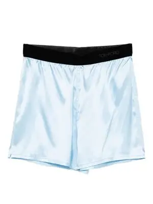 TOM FORD TOM FORD Stretch Silk Satin Shorts Blue