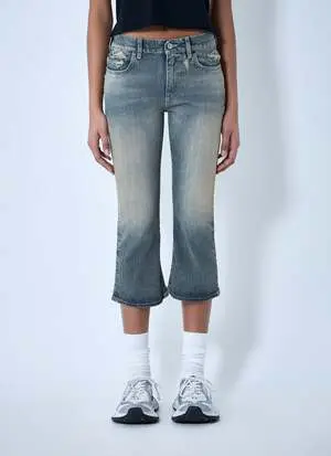 Balenciaga Cropped Distressed Denim Jeans - Blue