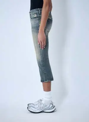 Balenciaga Cropped Distressed Denim Jeans