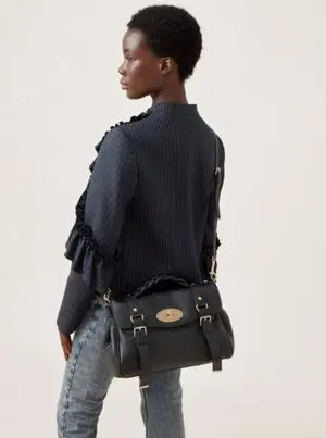 Mulberry Alexa Handbag In Black Pebbled Leather - Multicolor