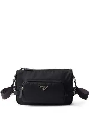 Prada Re-nylon And Saffiano Leather Shoulder Bag - Black