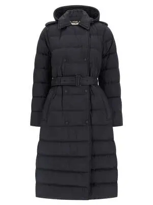 Burberry Padded Quilted Trench Coat With Removable Hood - Black