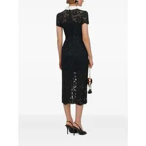 SELF-PORTRAIT Cotton Blend Dress With Ruffle Hem And Bow Detail