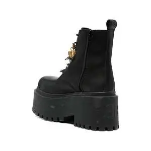 Balenciaga Leather Charm Detail Platform Lace-up Boots