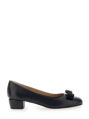 FERRAGAMO Vara Low Block Heel Pumps With Logo Plate