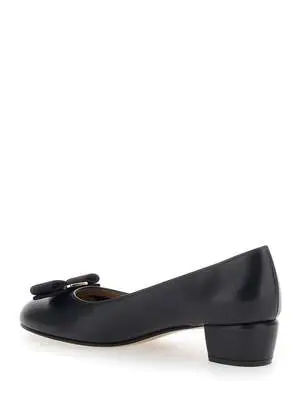 FERRAGAMO Vara Low Block Heel Pumps With Logo Plate