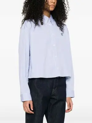 Miu Miu Striped Cropped Cotton Shirt