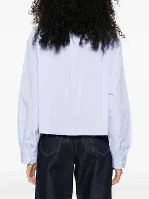 Miu Miu Striped Cropped Cotton Shirt