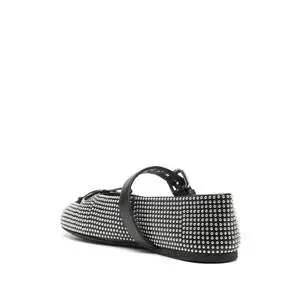 Miu Miu Embellished Calf Leather Ballet Flats With Buckle Strap