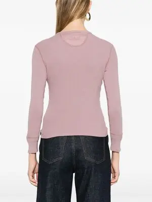 Chloé Fitted Cotton Jersey Henley Shirt - Multicolor