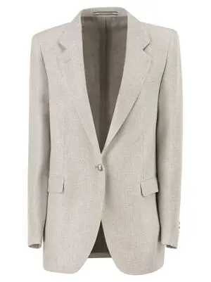 Tagliatore Single-breasted Bouclé Effect Mélange Blazer - Cream