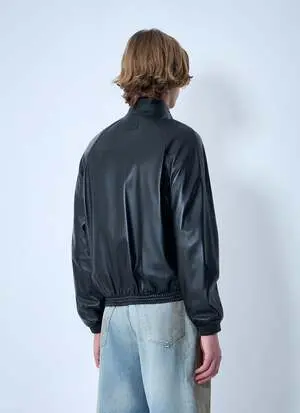 Acne Studios High Collar Leather Zip-up Jacket - Black