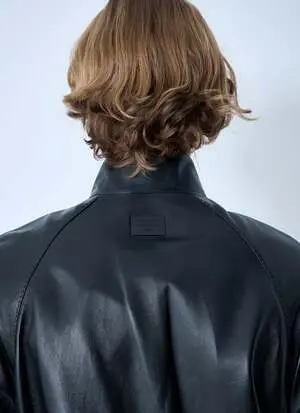 Acne Studios High Collar Leather Zip-up Jacket - Black
