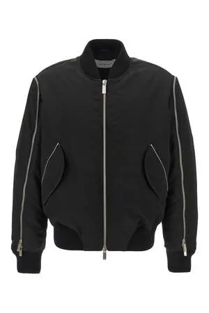 Off-White Bomber Jacket With Zipper Detail - Multicolor
