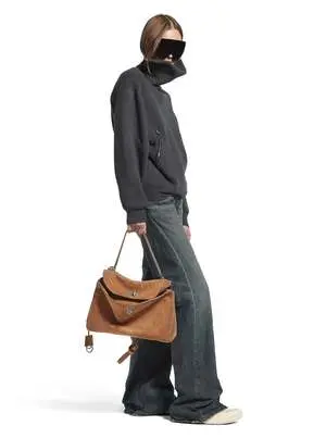 Balenciaga Rodeo Medium Suede Shoulder Bag With Removable Strap - Brown