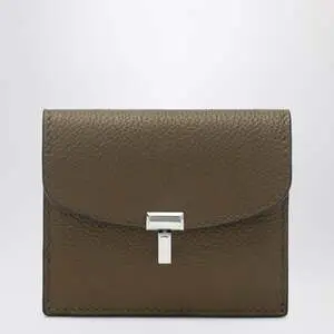 TOTEME Taupe Grained-leather T-lock Card Holder - Gray