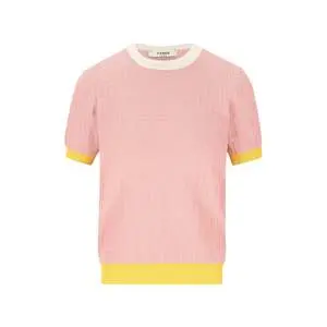 Fendi Crewneck Short Sleeve Knit Top - Multicolor