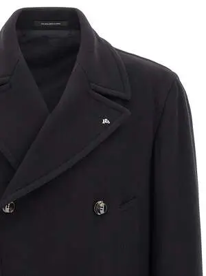 Tagliatore Double-breasted Wool And Cashmere Blend Midi Coat - Blue