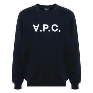A.p.c. Crewneck Sweatshirt With Flocked Logo - Blue