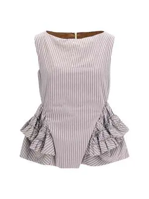 Dries Van Noten Dries Van Noten Striped Ruffled Peplum Top Multicolor