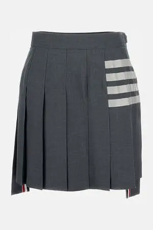 Thom Browne Pleated Mini Skirt With 4-bar Detail