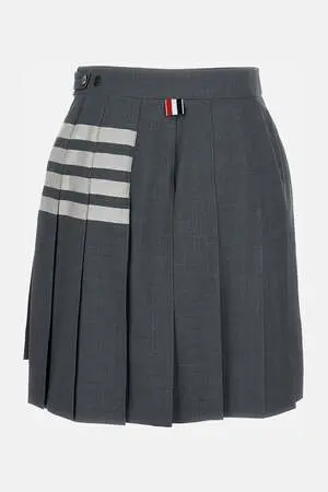Thom Browne Pleated Mini Skirt With 4-bar Detail