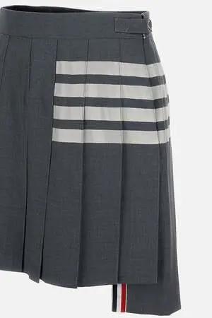 Thom Browne Pleated Mini Skirt With 4-bar Detail
